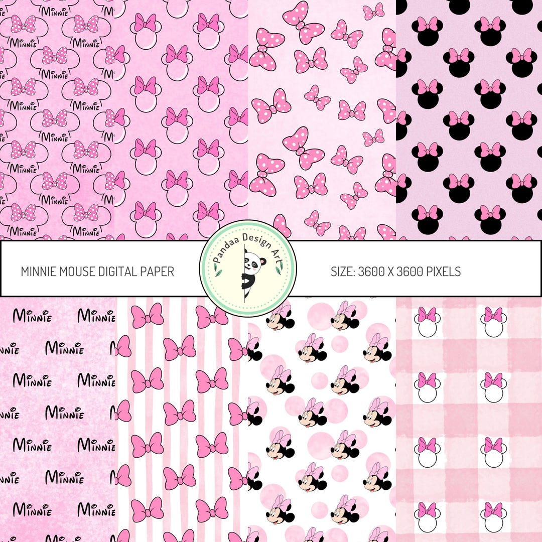 Minnie Mouse Seamless Digital Paper, Disney Scrapbook Paper, Minnie ...