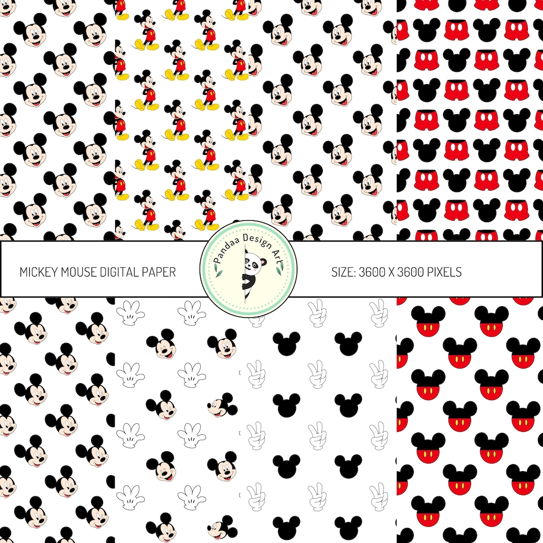 Mickey Mouse Digital Paper, Disney Scrapbook Paper, Mickey Mouse ...