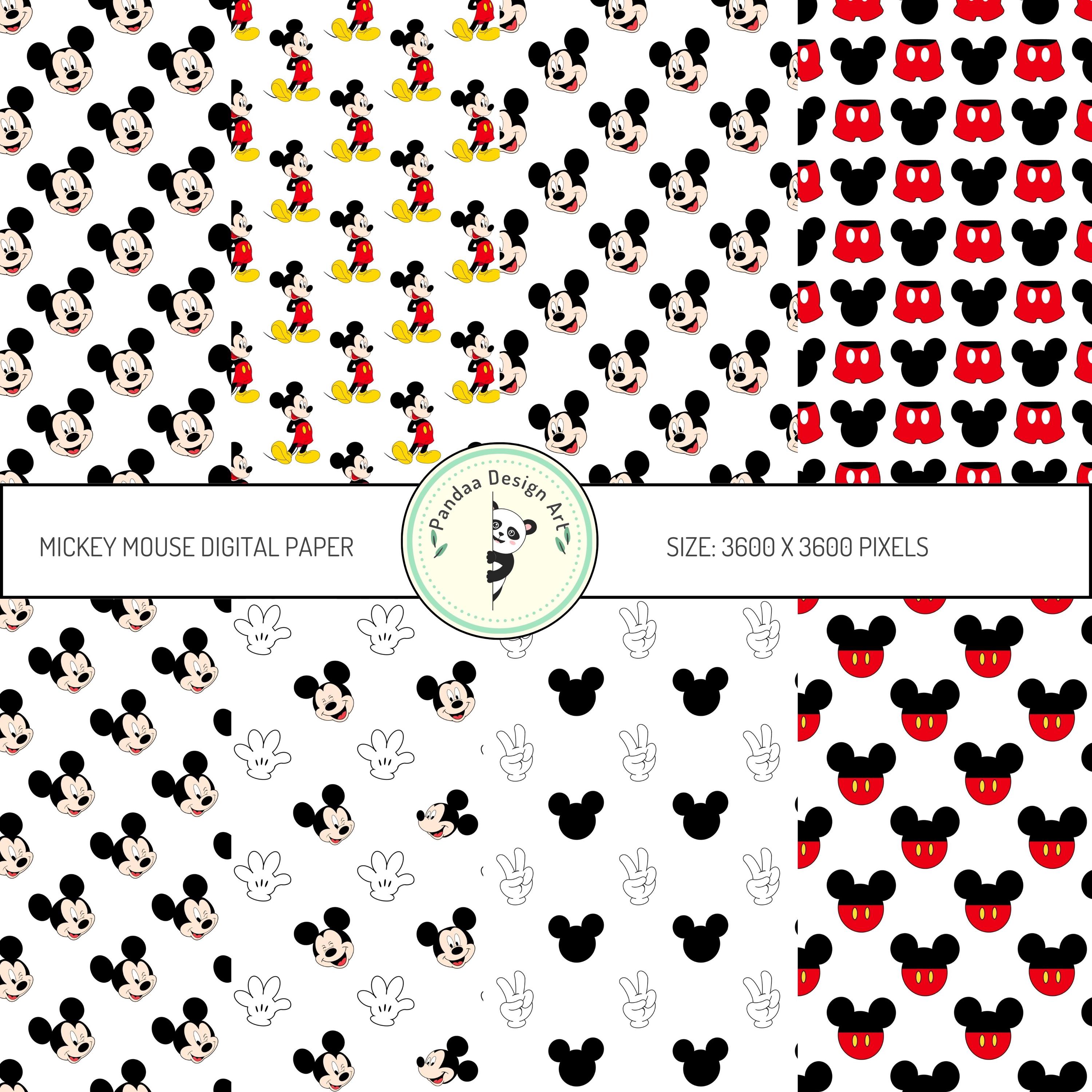 Mickey Mouse Digital Paper, Disney Scrapbook Paper, Mickey Mouse ...