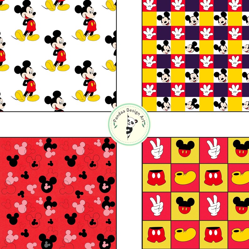 Mickey Mouse Digital Paper, Disney Scrapbook Paper, Mickey Mouse ...