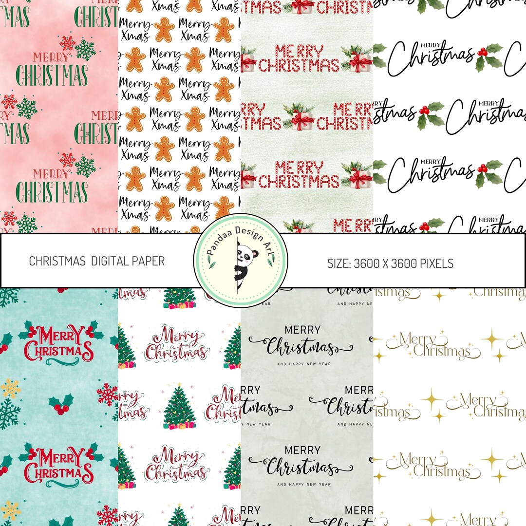 Merry Christmas Digital Paper Pack: Seamless Holiday Patterns (JPG ...