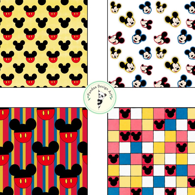 Mickey Mouse Digital Paper, Disney Scrapbook Paper, Mickey Mouse ...