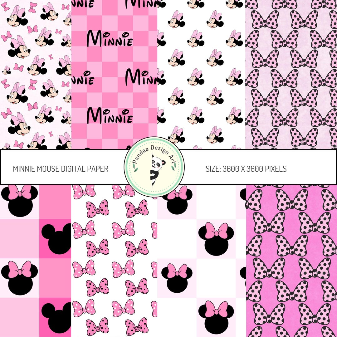 Minnie Mouse Digital Paper: Seamless Patterns (JPG & PNG) - Etsy