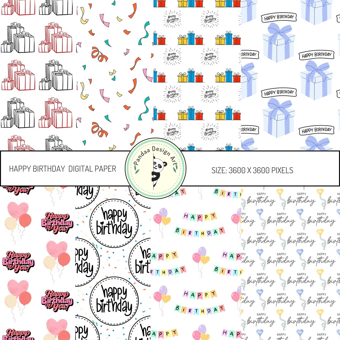 Happy Birthday Digital Paper Pack: Seamless Patterns (JPG & PNG) - Etsy ...