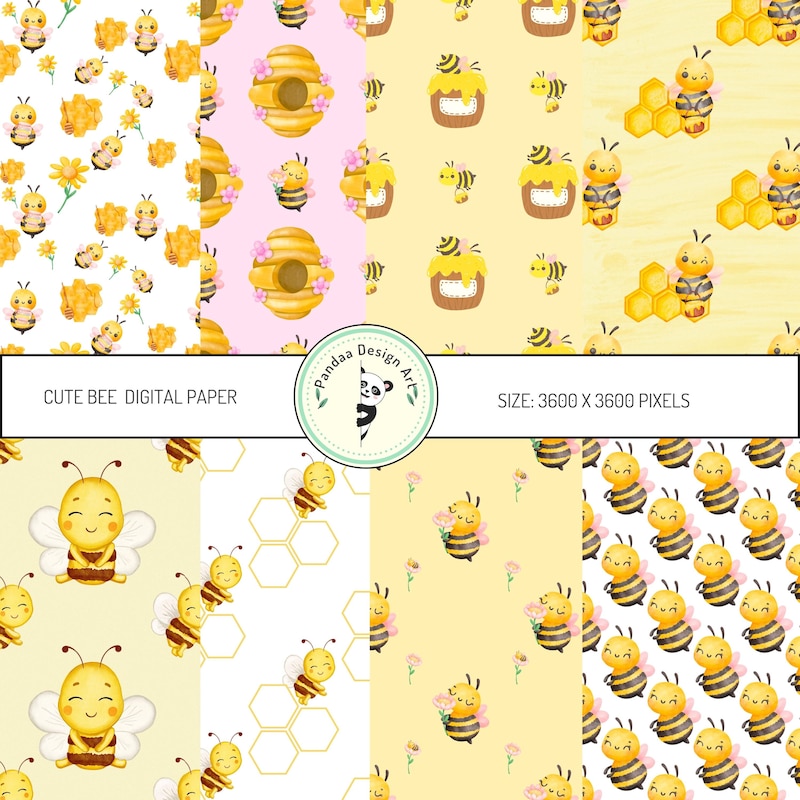 Bee Digital Paper - Etsy