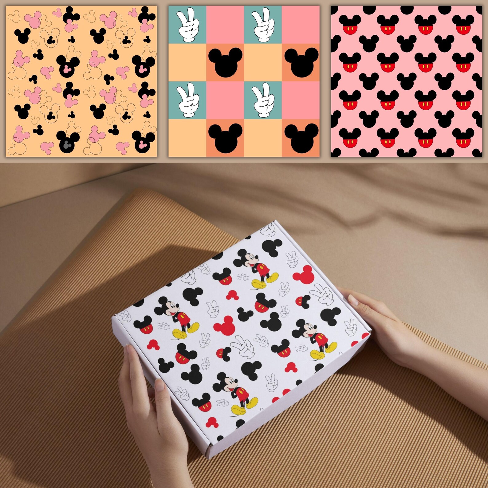 Mickey Mouse Digital Paper, Disney Scrapbook Paper, Mickey Mouse ...
