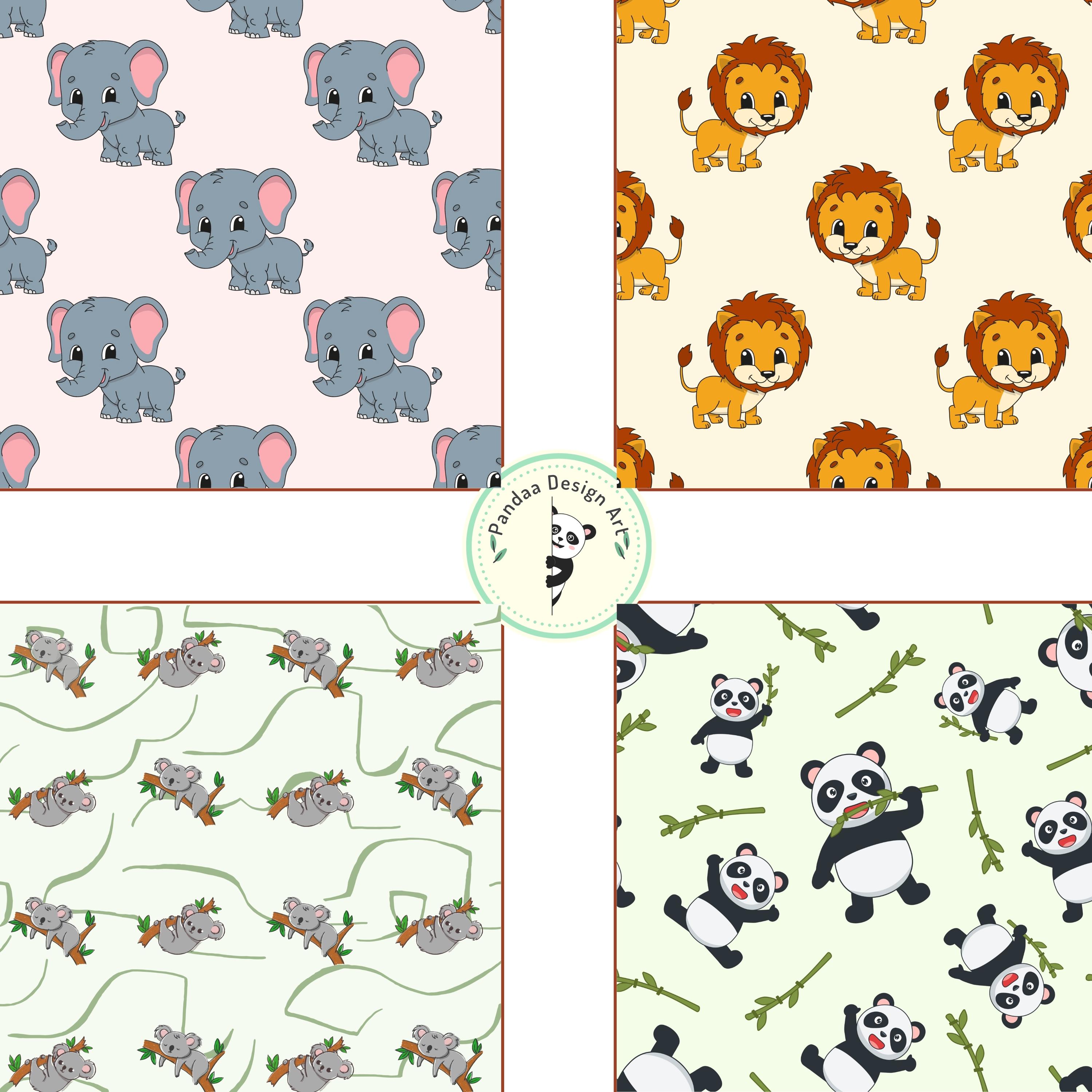 Animals Digital Paper, Seamless Pattern, Animal Scrapbook Pages, Cute ...