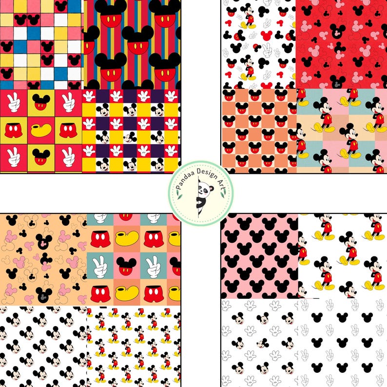 26 Mickey Mouse Digital Paper, Disney Scrapbook Paper, Mickey Mouse ...