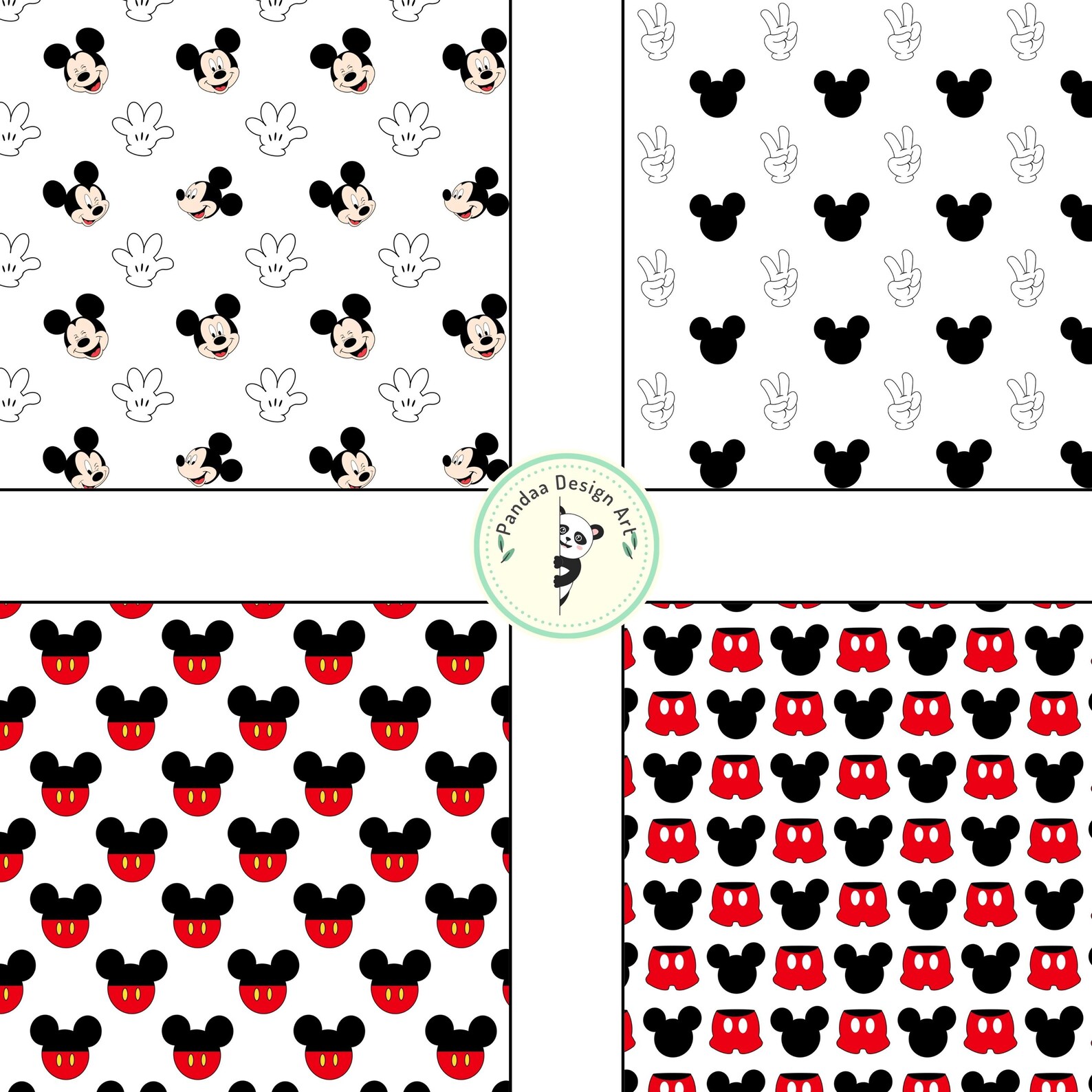 Mickey Mouse Digital Paper, Disney Scrapbook Paper, Mickey Mouse ...