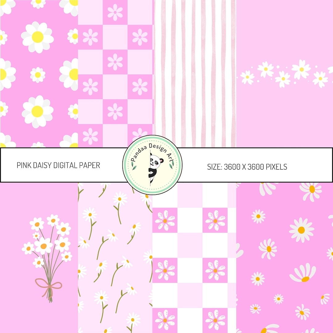 Pink Daisy Digital Paper: Seamless Scrapbook Patterns (digital Download ...