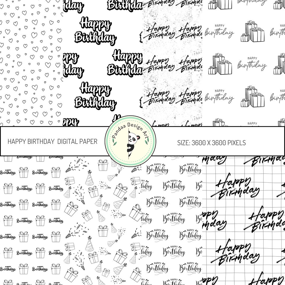 Happy Birthday Digital Papers, Birthday Seamless Pattern,birthday ...