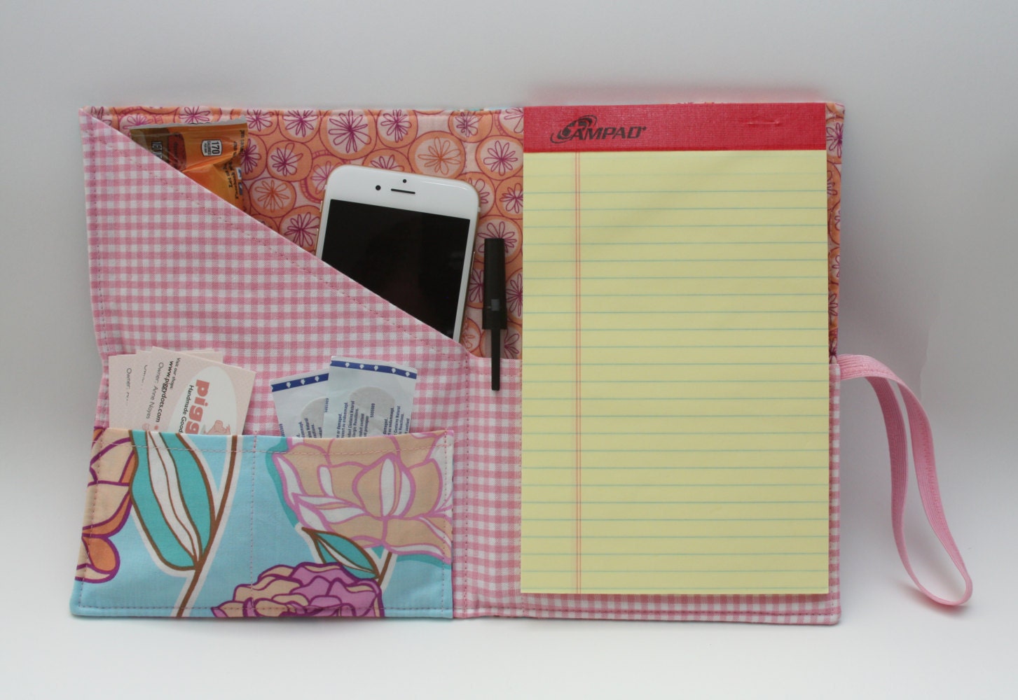 Notepad Organizer Pastel Blue/pink Floral Fabric notepad - Etsy