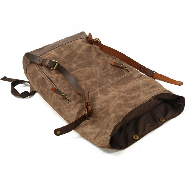 Retro Backpack, Large Capacity Canvas Travel Bag, Waxed Canvas Backpack ...