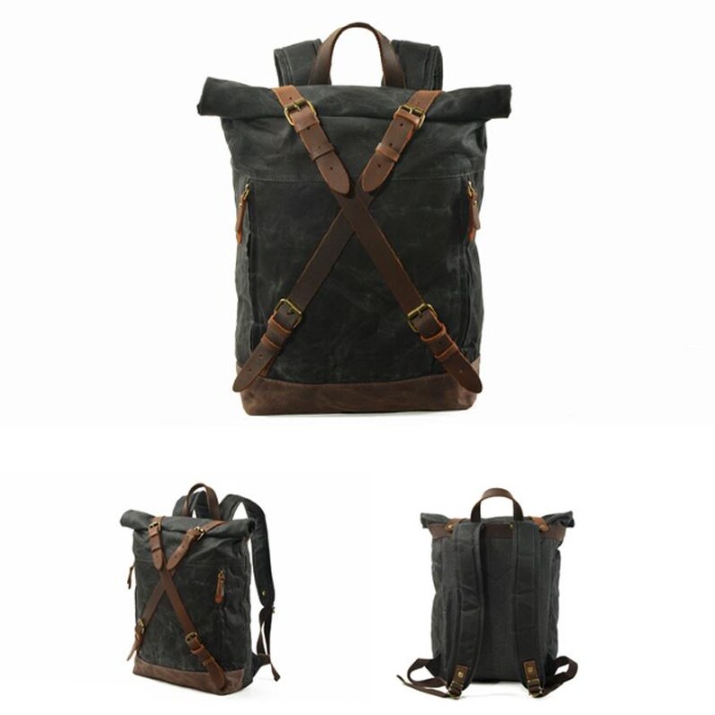 Retro Backpack, Large Capacity Canvas Travel Bag, Waxed Canvas Backpack ...