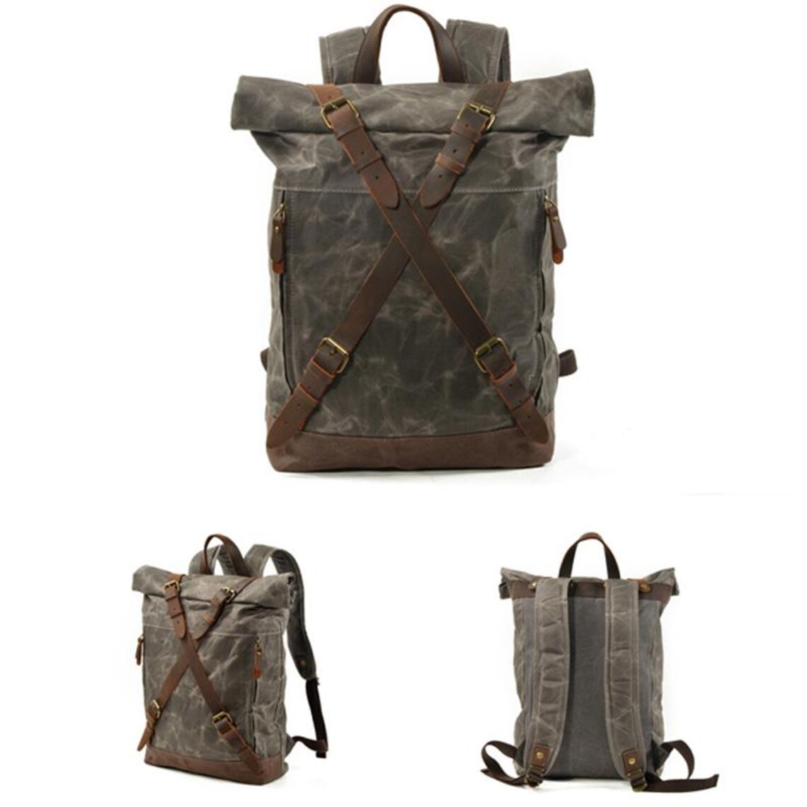 Retro Backpack, Large Capacity Canvas Travel Bag, Waxed Canvas Backpack ...