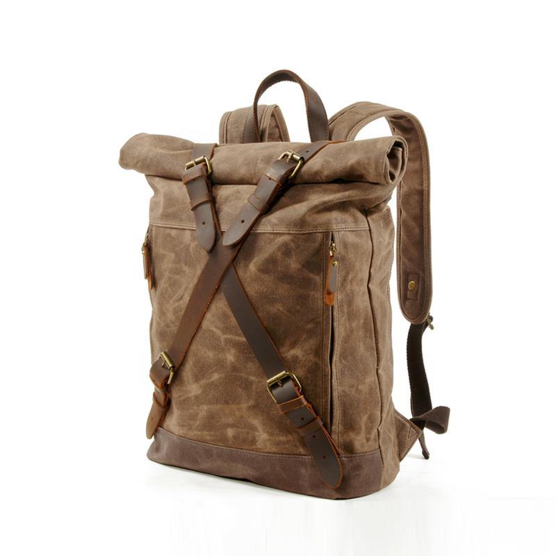 Retro Backpack, Large Capacity Canvas Travel Bag, Waxed Canvas Backpack ...