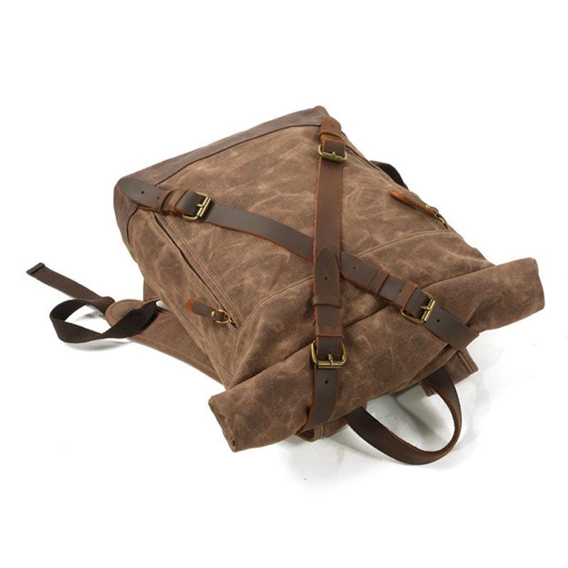 Retro Backpack, Large Capacity Canvas Travel Bag, Waxed Canvas Backpack ...