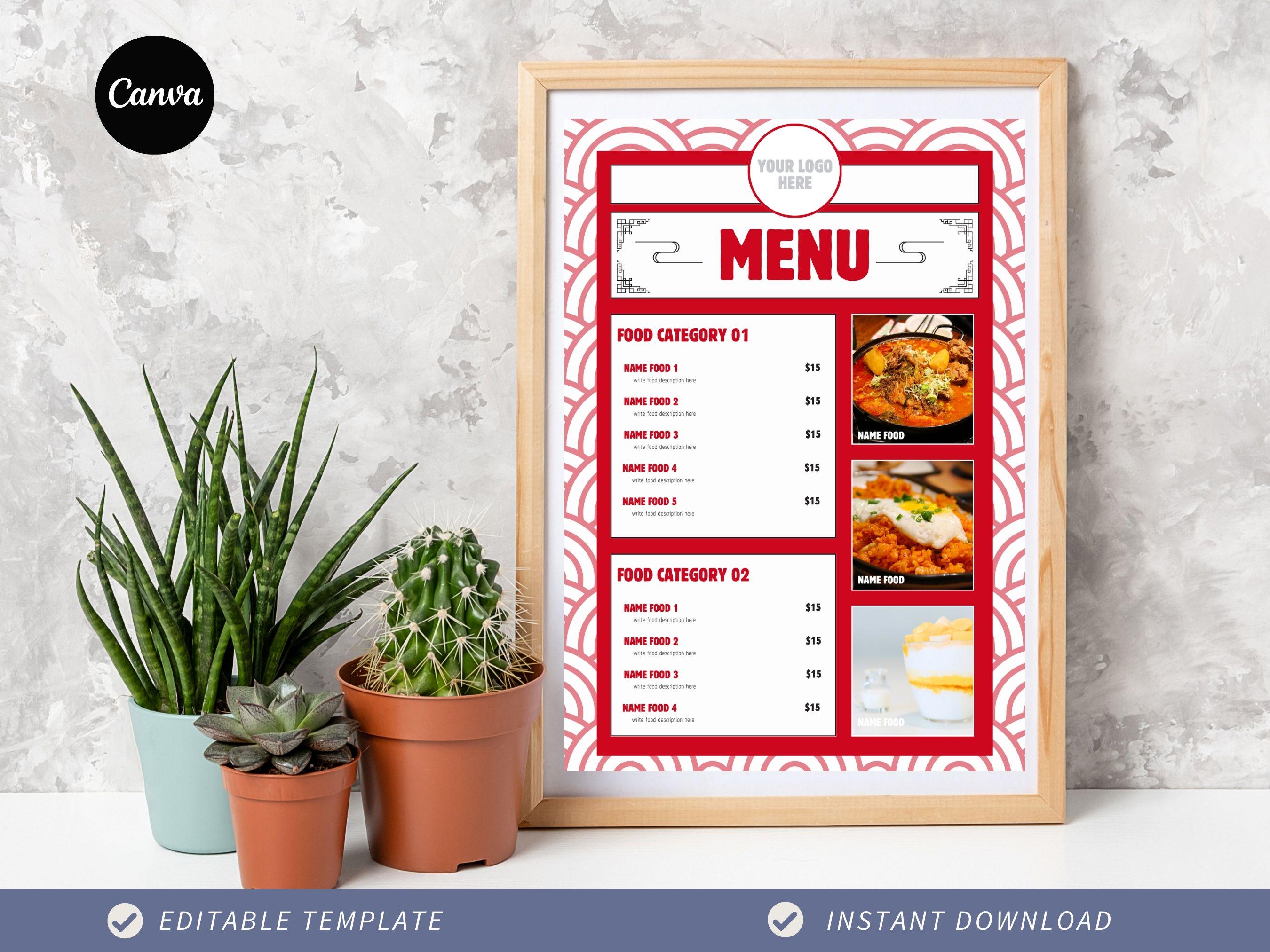 Editable Menu Template Canva Price List Printable Menu Template ...