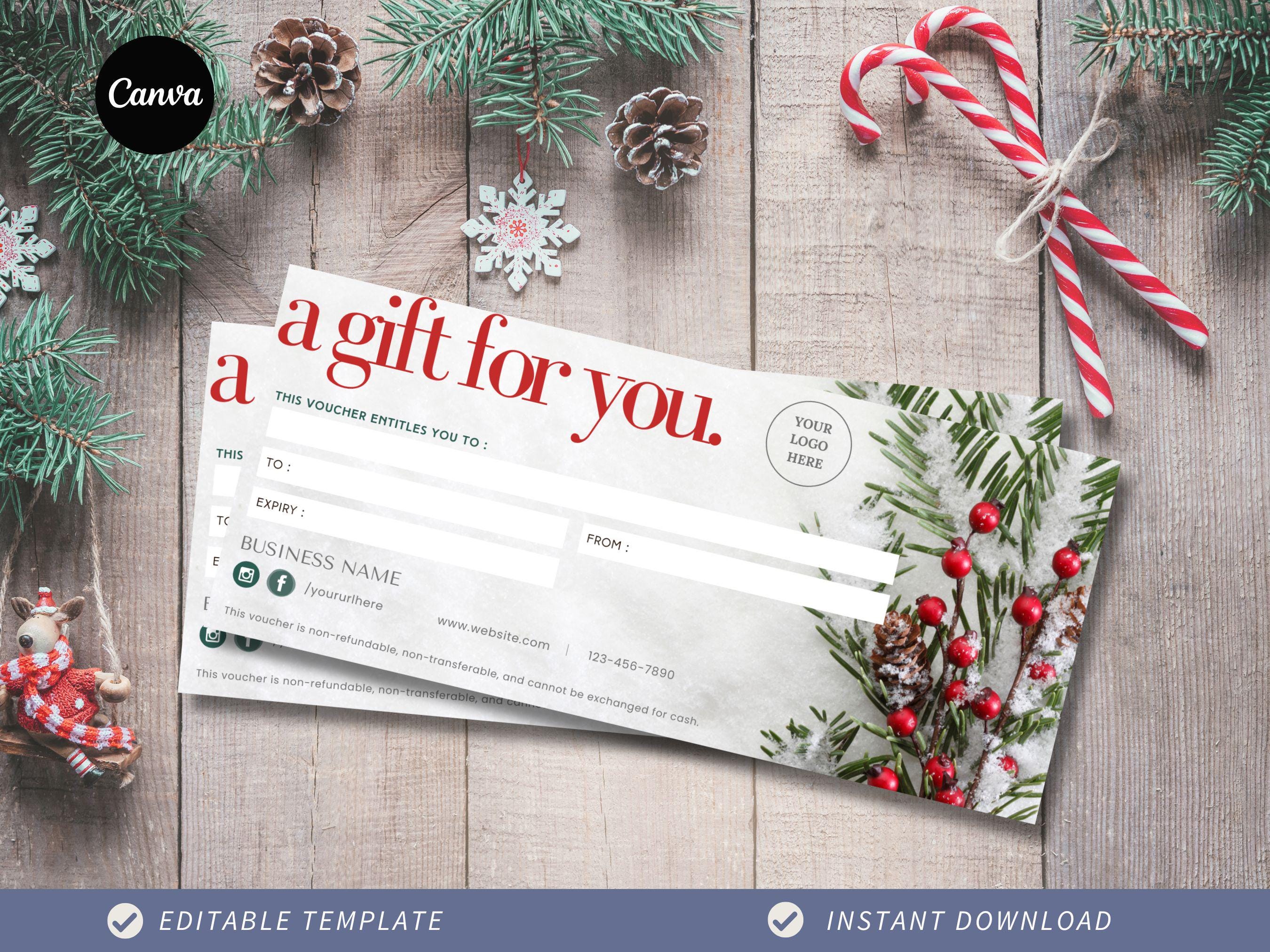 Christmas Printable Gift Voucher Card, Certificate Template Printable ...