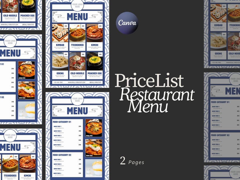 Editable Menu Template Canva Price List Printable Menu Template ...