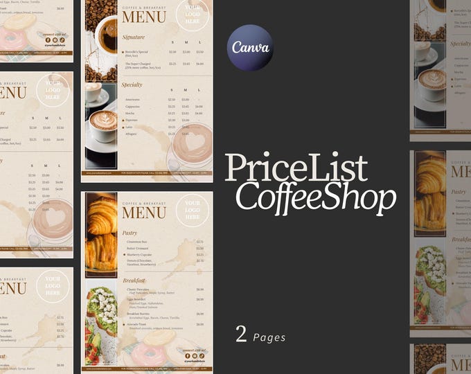 Editable Menu Template Price List for Coffee Shop - Etsy Canada