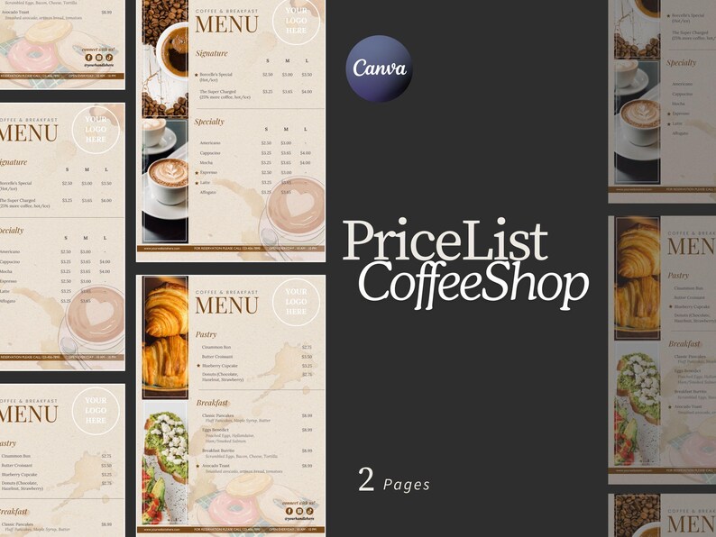 Editable Menu Template Price List for Coffee Shop - Etsy Australia