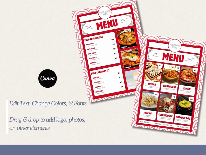 Editable Menu Template Canva Price List Printable Menu Template ...