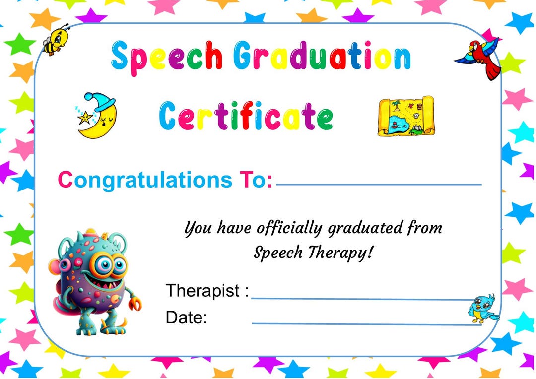 Speech Therapy Graduation Certificates - Etsy