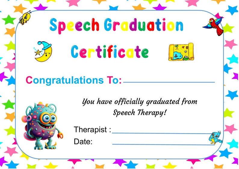 Speech Therapy Graduation Certificate printable - Etsy
