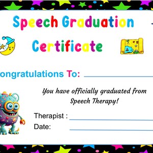 Speech Therapy Graduation Certificate printable - Etsy