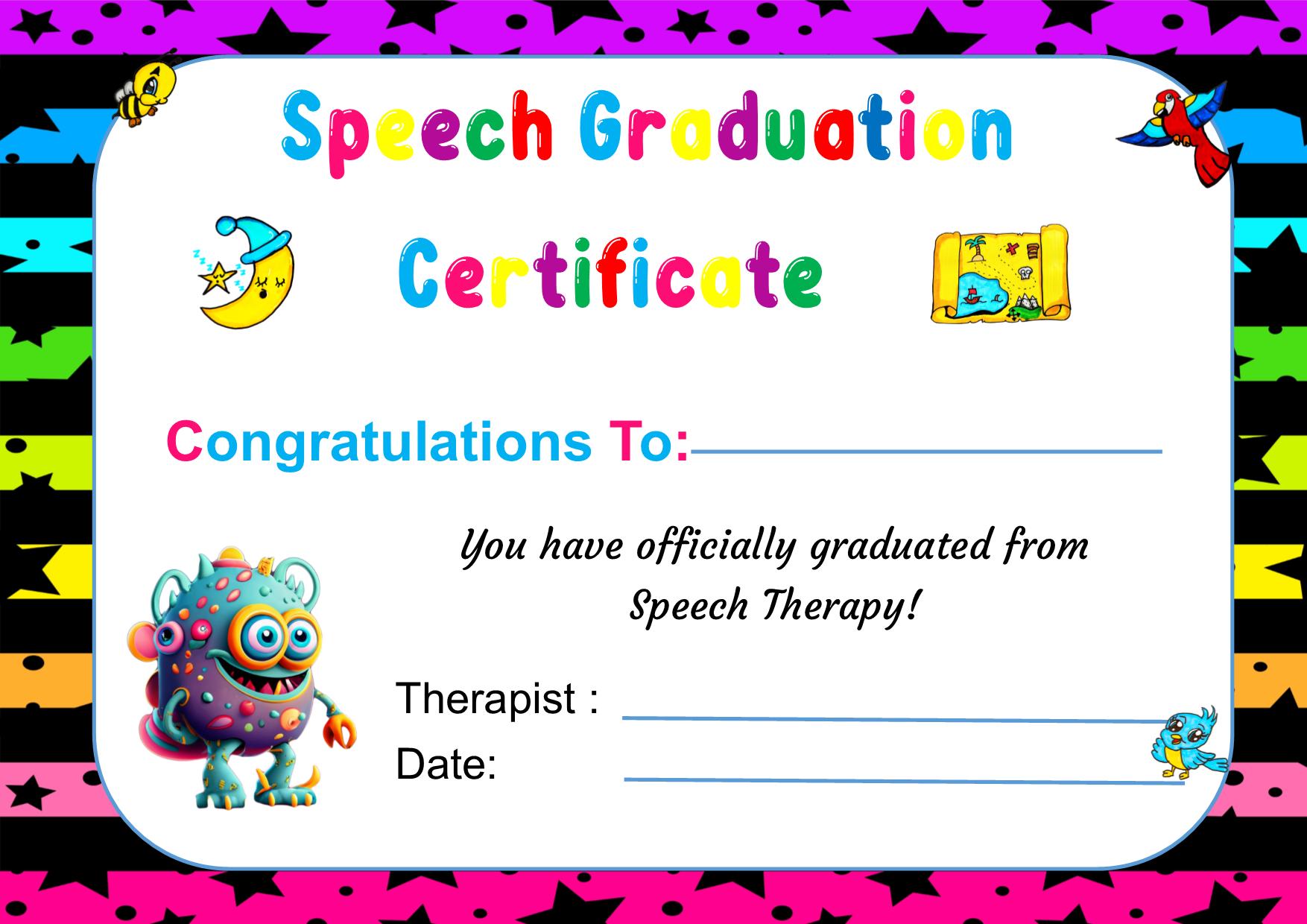 Speech Therapy Graduation Certificate printable - Etsy