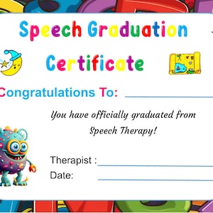 Speech Therapy Graduation Certificate printable - Etsy