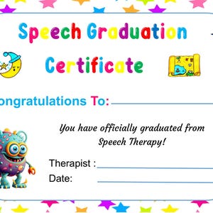 Speech Therapy Graduation Certificate printable - Etsy