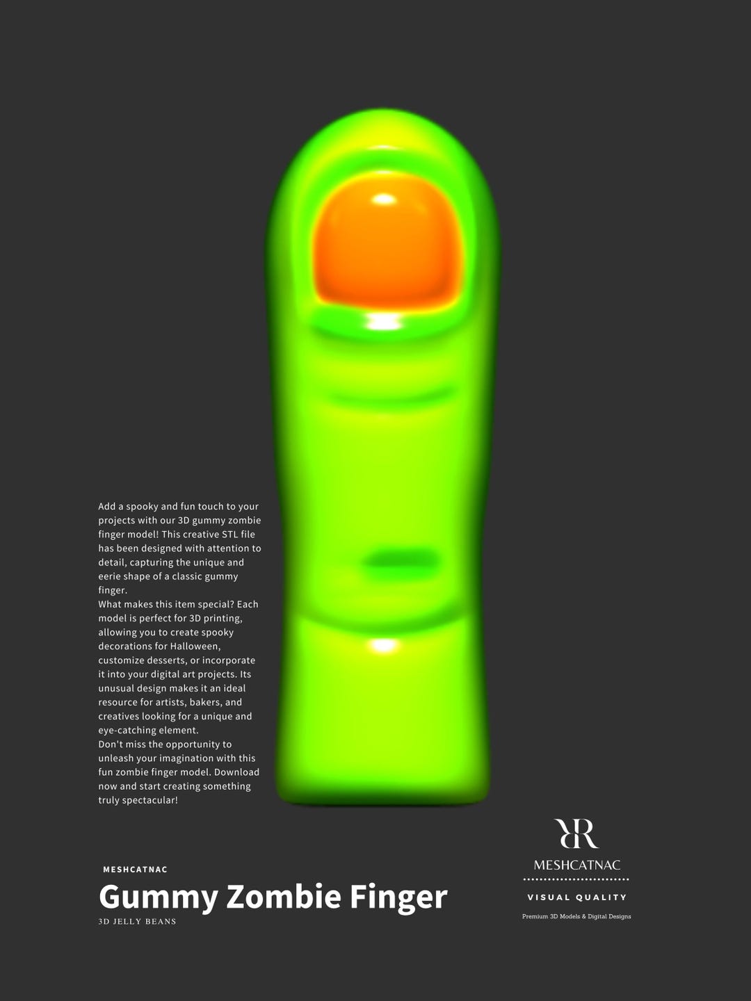 Gummy Zombie Finger 3D Model - STL File for 3D Printing and Creative ...