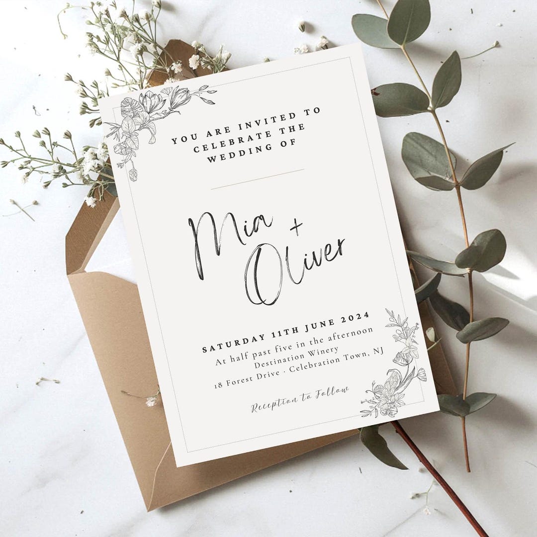 Printable Wedding Template, Personalized Invitation, Printable Fete ...