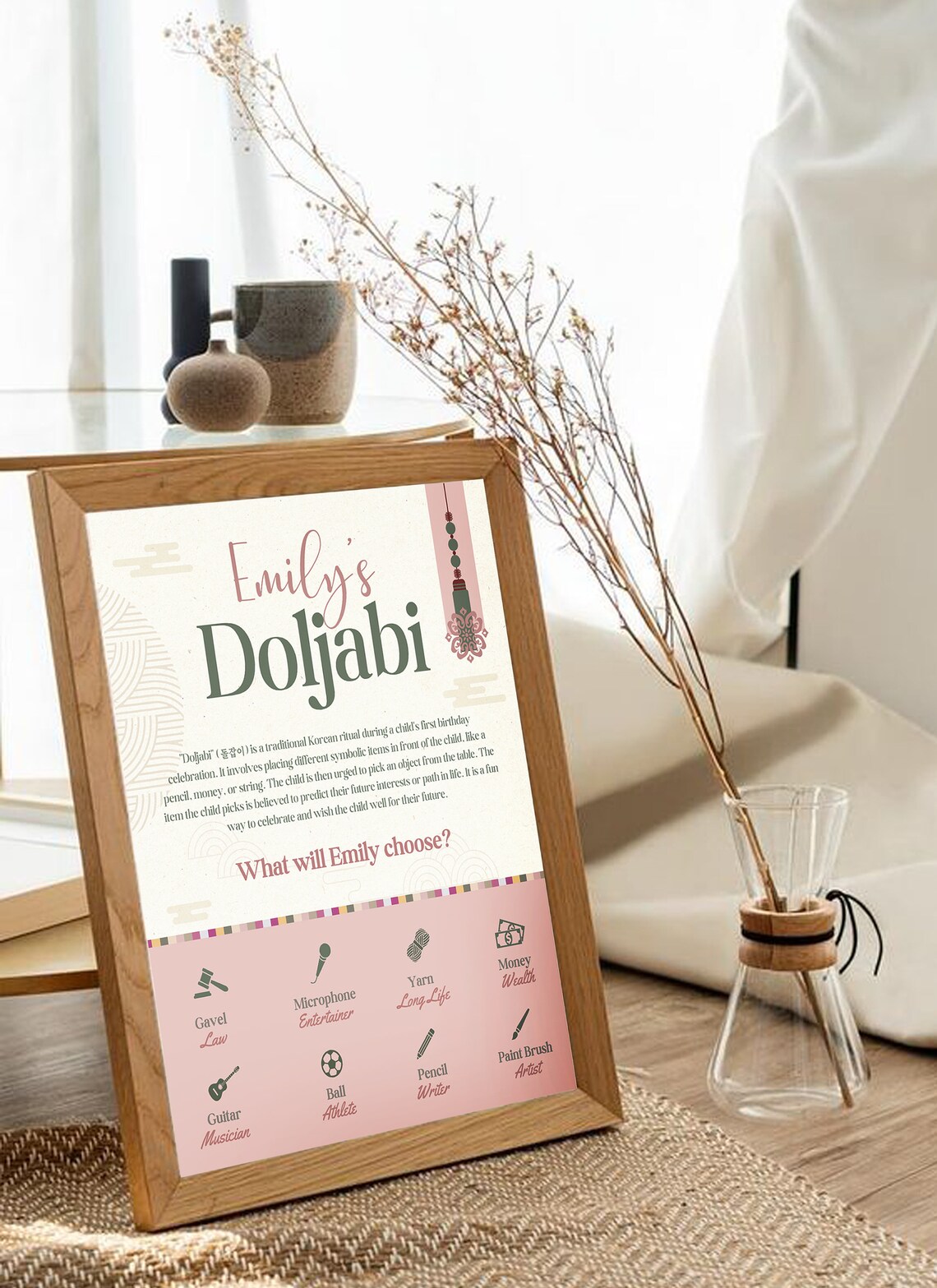 Pink Doljabi Board Set for Dohl Birthday Celebration, First Birthday ...