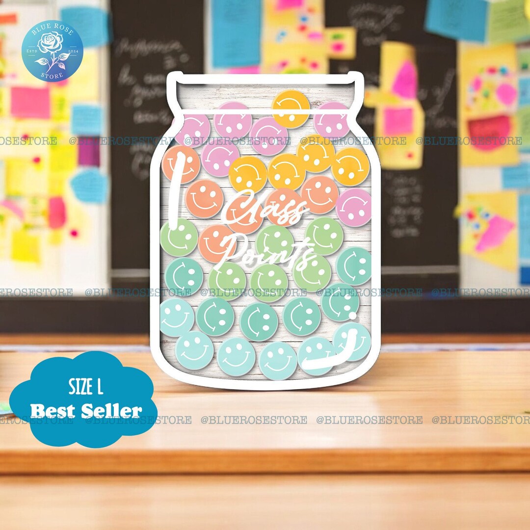 Personalized Teacher Cute Smiley Face Reward Jar, Colorful Classroom ...