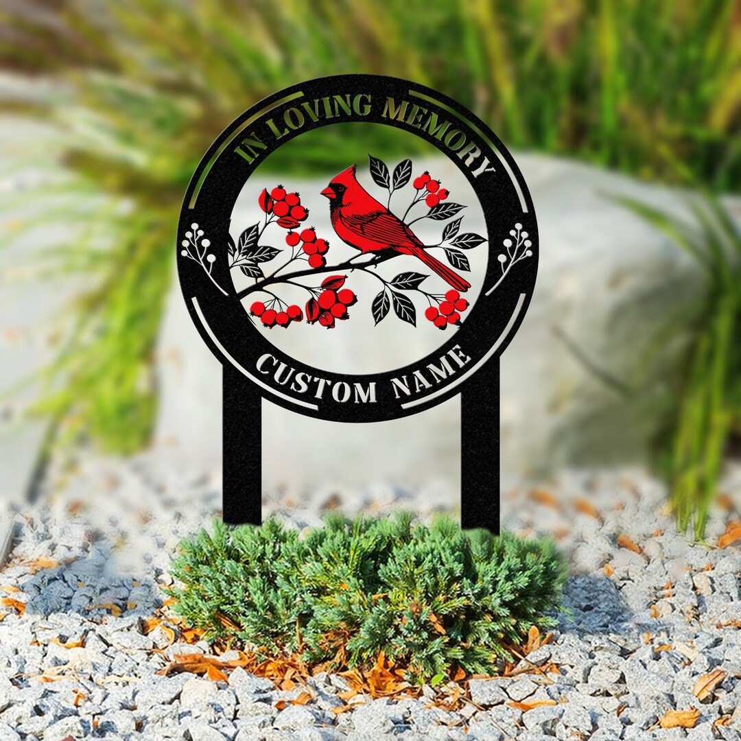 Personalized Memorial Stake Metal, Cardinal Garden Stakes, Cardinals ...