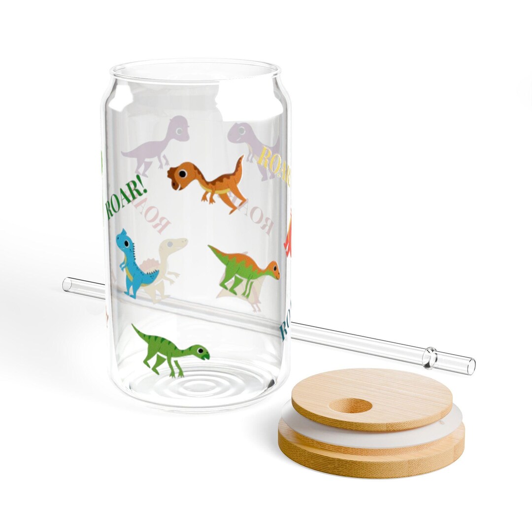 Dinosaur Sipper Glass for Kids, T-rex Cup With Straw, Perfect Birthday ...