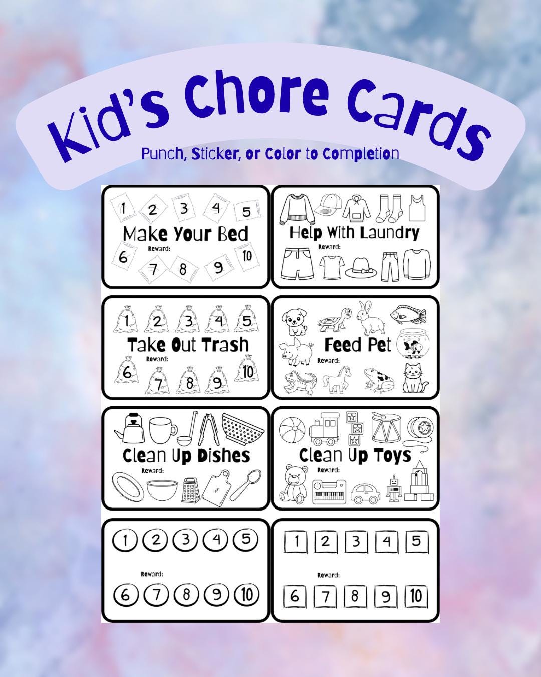 Kid’s Chore Task Cards (10) | Digital Download - Etsy
