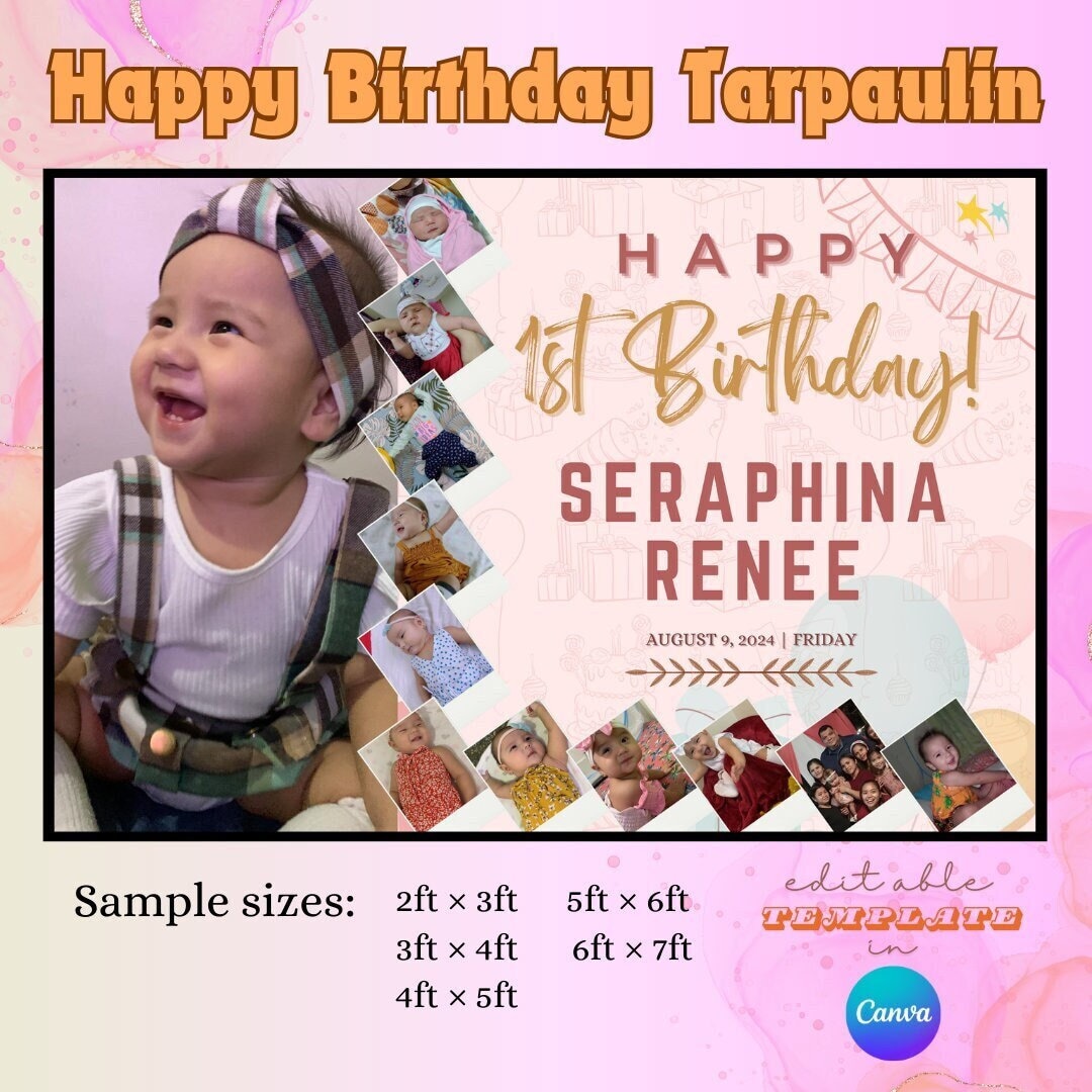 Happy Birthday Tarpaulin Editable Template, Tarpaulin Layout, First ...