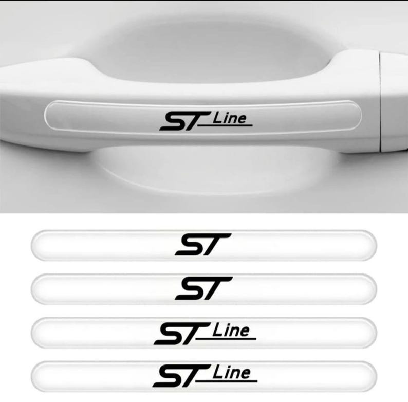 New 4 Ford St-line Door Handle Protector Sticker Strip Badge Body ...