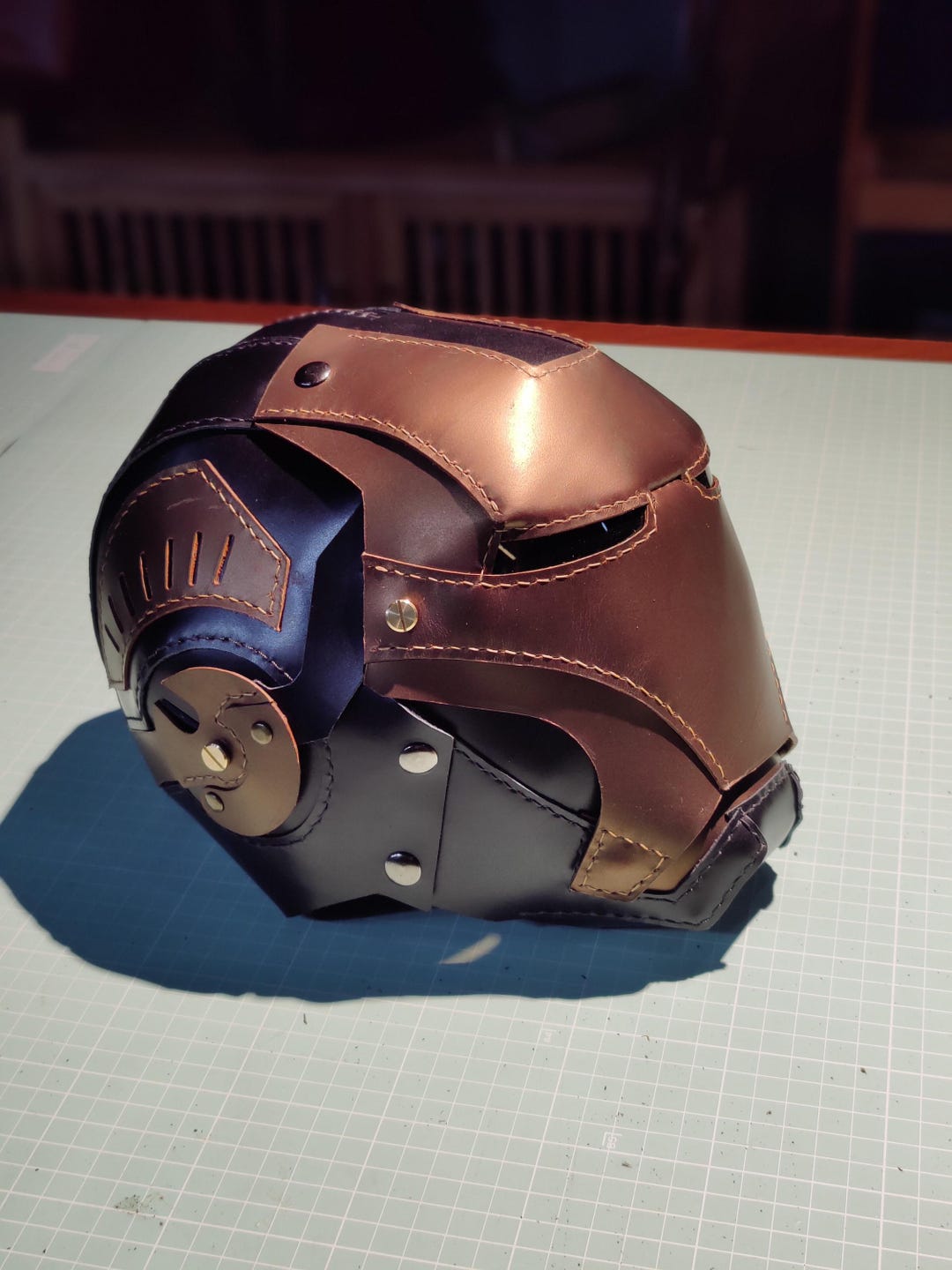 Handmade Leather Cosplay Helmet | Red and Gold Warrior Mask ...