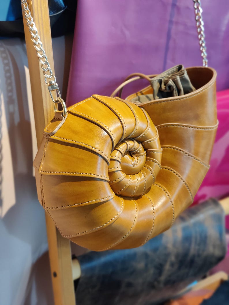 Handmade Snail Shell Leather Crossbody Bag: Nautical Inspired Purse - Etsy