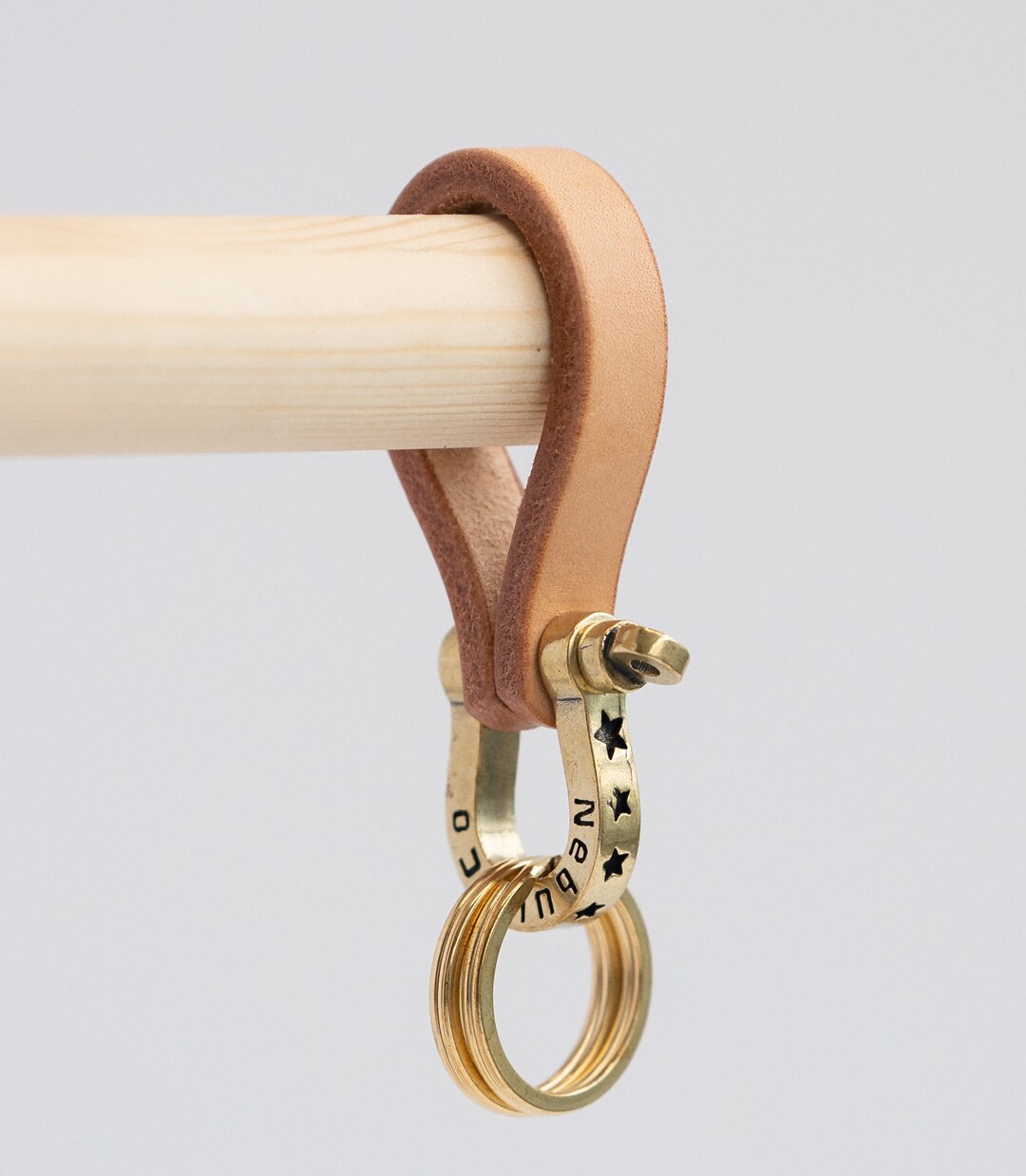 Vintage Tan Leather Keychain With Brass Ring – Handmade Unisex Gift - Etsy