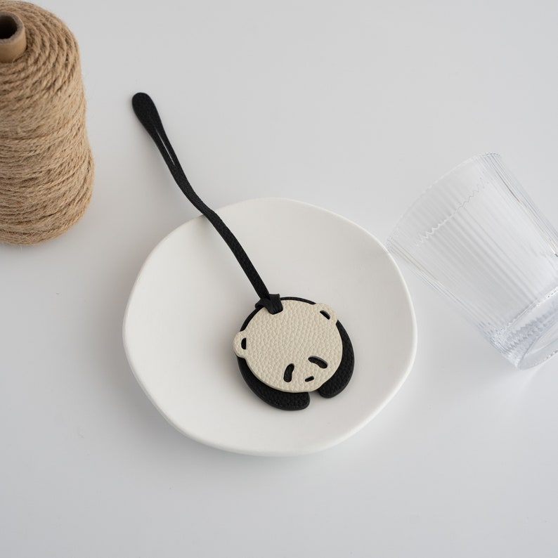 Adorable Leather Panda Bag Charm Handcrafted Cute Panda Keychain for ...