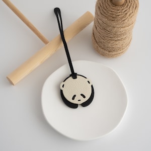 Adorable Leather Panda Bag Charm - Handcrafted Cute Panda Keychain for ...