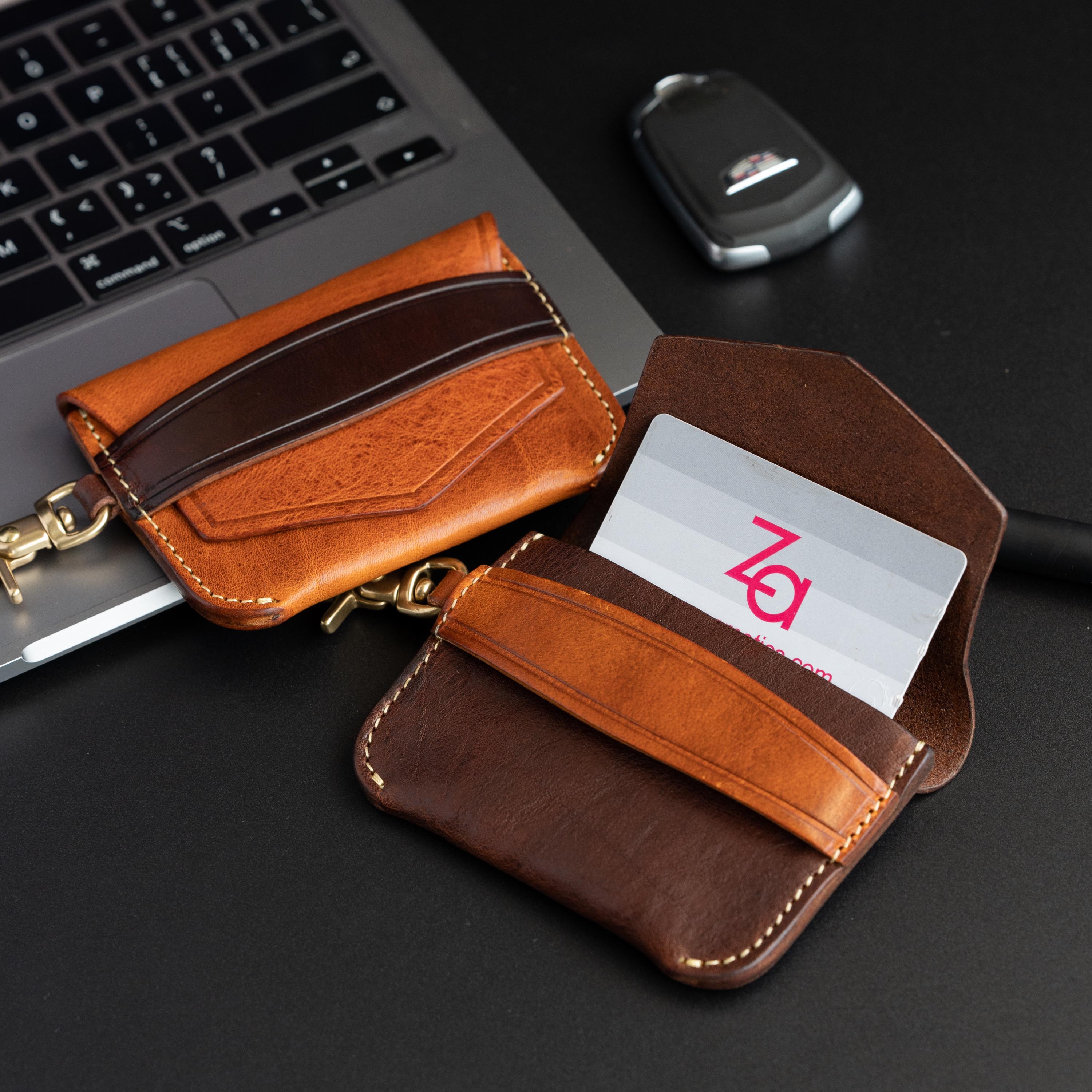Handmade Leather Coin Pouch: Vintage Tuscan Leather Keychain Wallet - Etsy