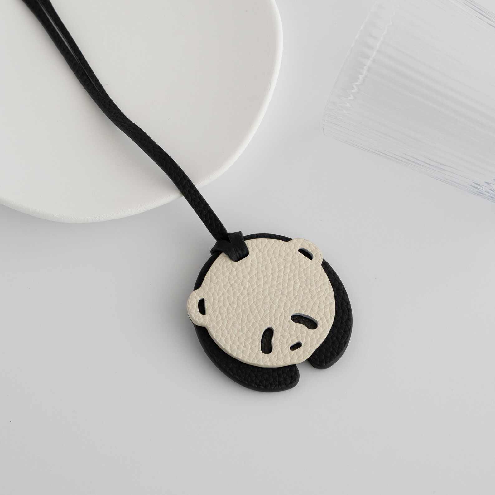 Adorable Leather Panda Bag Charm Handcrafted Cute Panda Keychain for ...