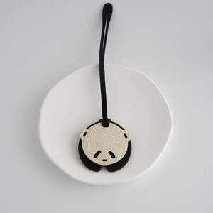 Adorable Leather Panda Bag Charm - Handcrafted Cute Panda Keychain for ...